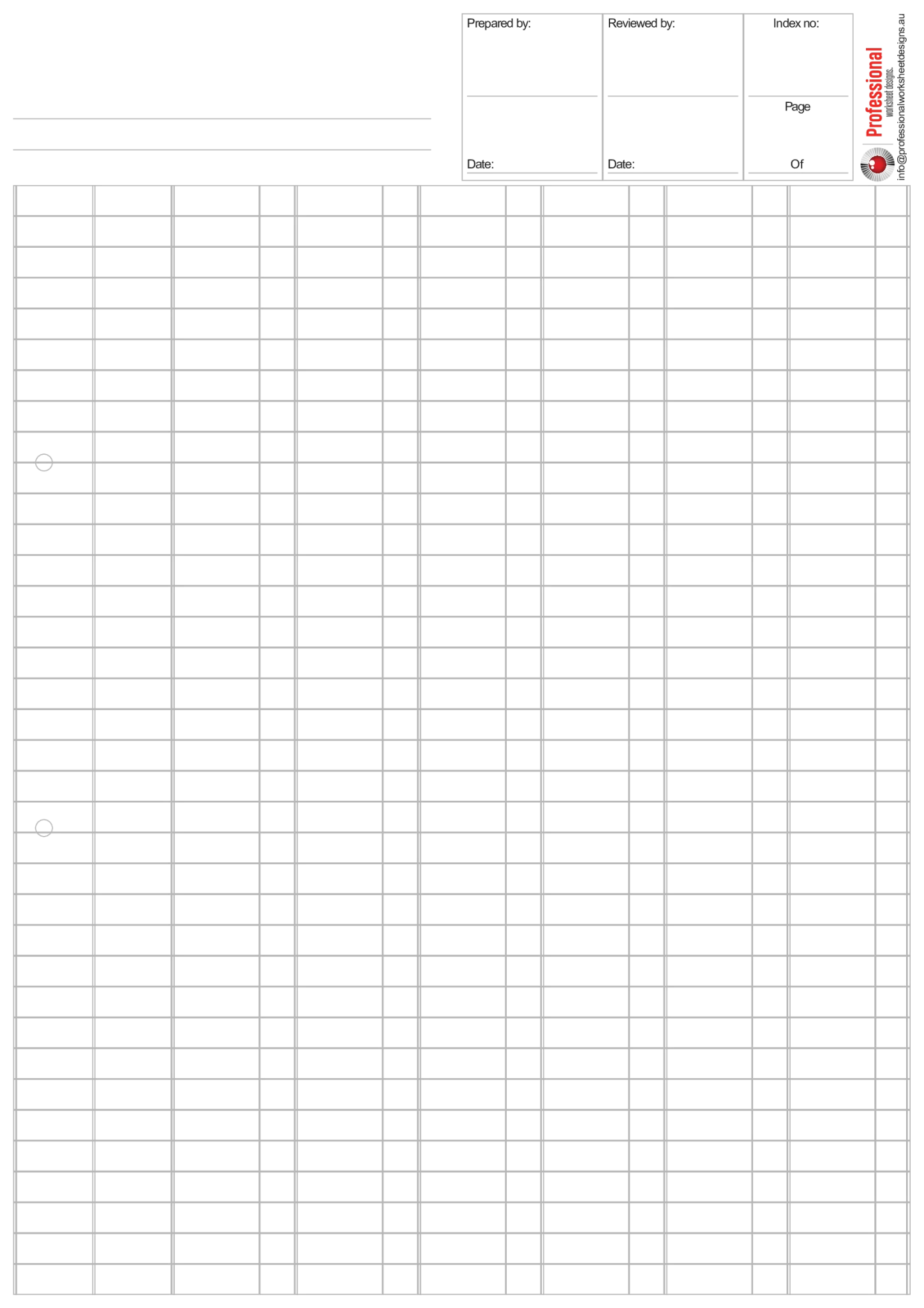 Worksheet 6 (6 Column Analysis) - Professional Worksheet Designs